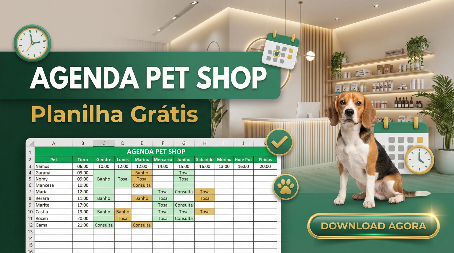 Como Organizar Agenda de Pet Shop no Excel: Guia Prático e Planilha ...